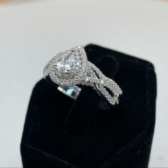 925 Sterling Silver | Jewelry | Tear Drop Wedding Band And Engagement ...